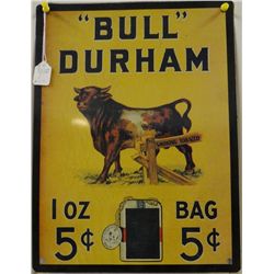 Bull Durham tobacco advertising sign, 10" h x 14"w
