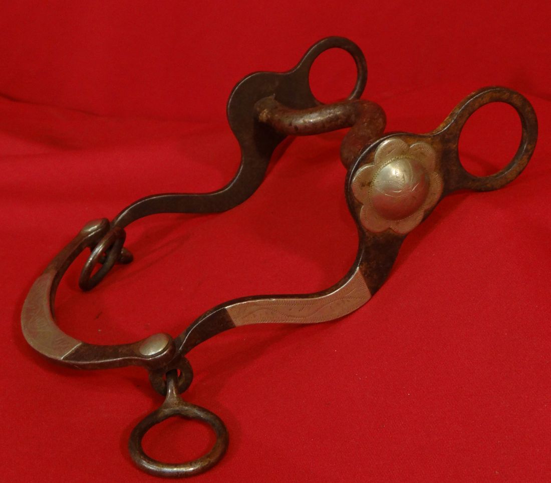 2- CROCKETT S- shanked grazing bits, silver mtd.