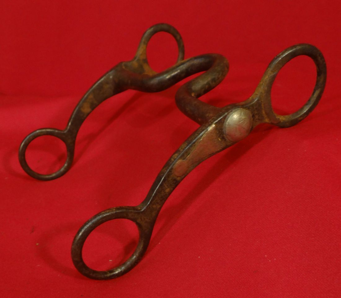 2 bits; McChesney iron silver mtd. bit; Texas style silver mtd. bit ...