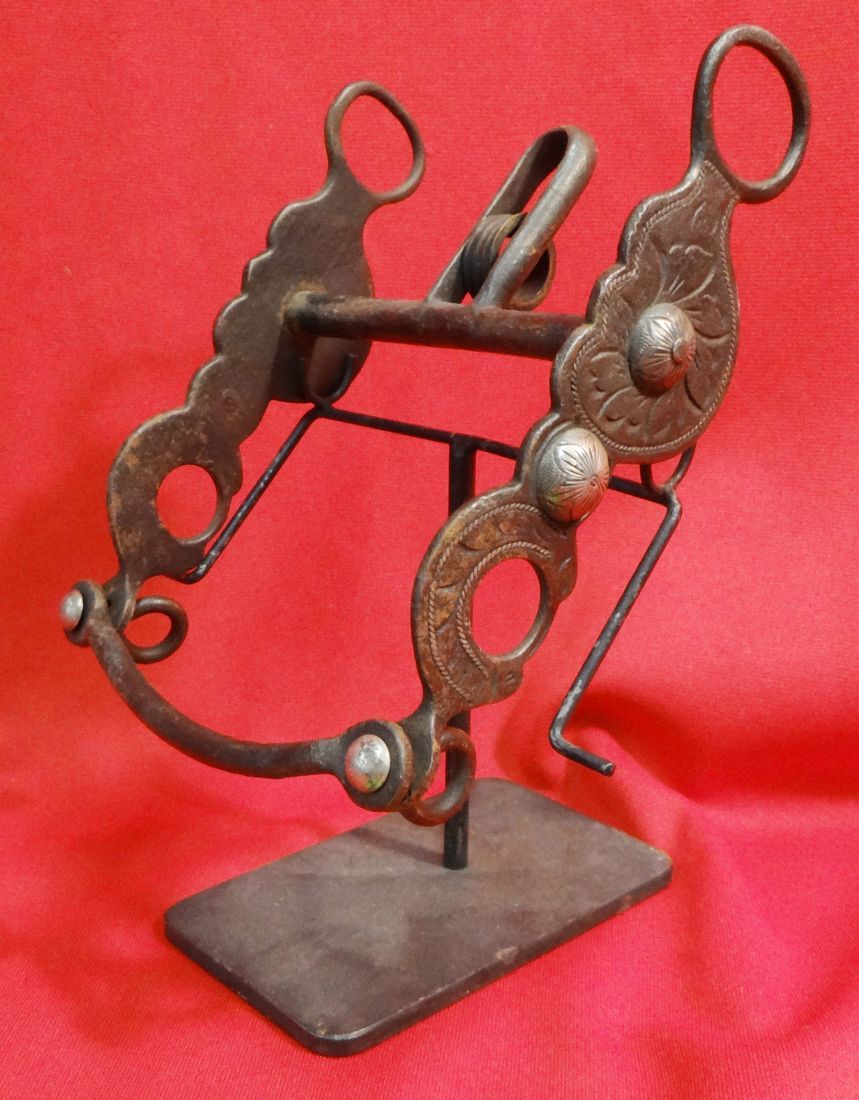 Kissing bird bit, silver rope inlay, unmarked