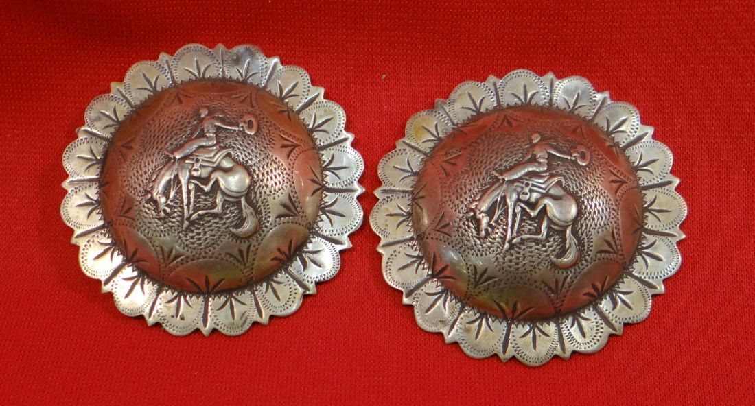 Sterling conchos, marked Keyston Bros, San Francisco