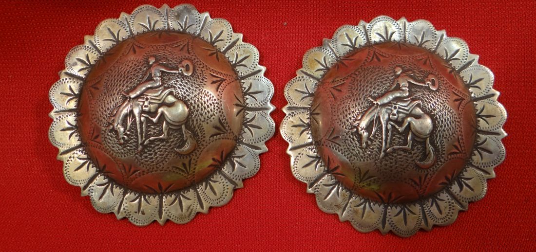 Sterling conchos, marked Keyston Bros, San Francisco