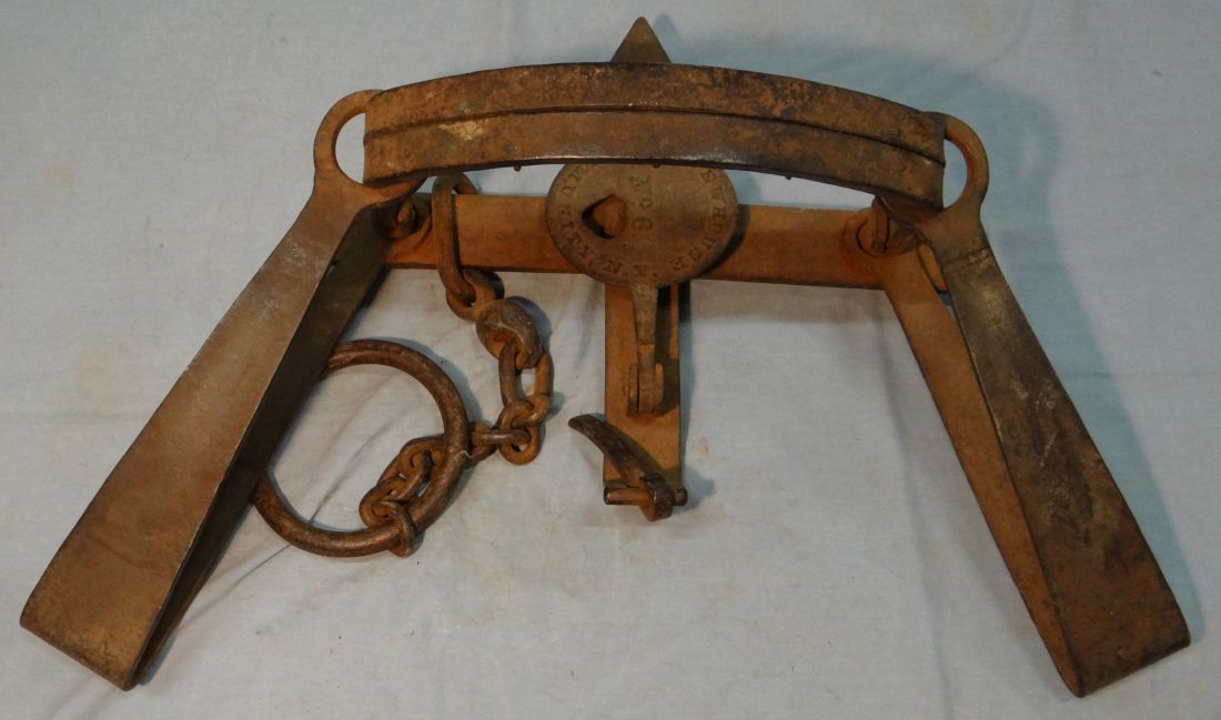 S. Newhouse #6 bear trap, Community, NY, trip hammered springs, hole in ...