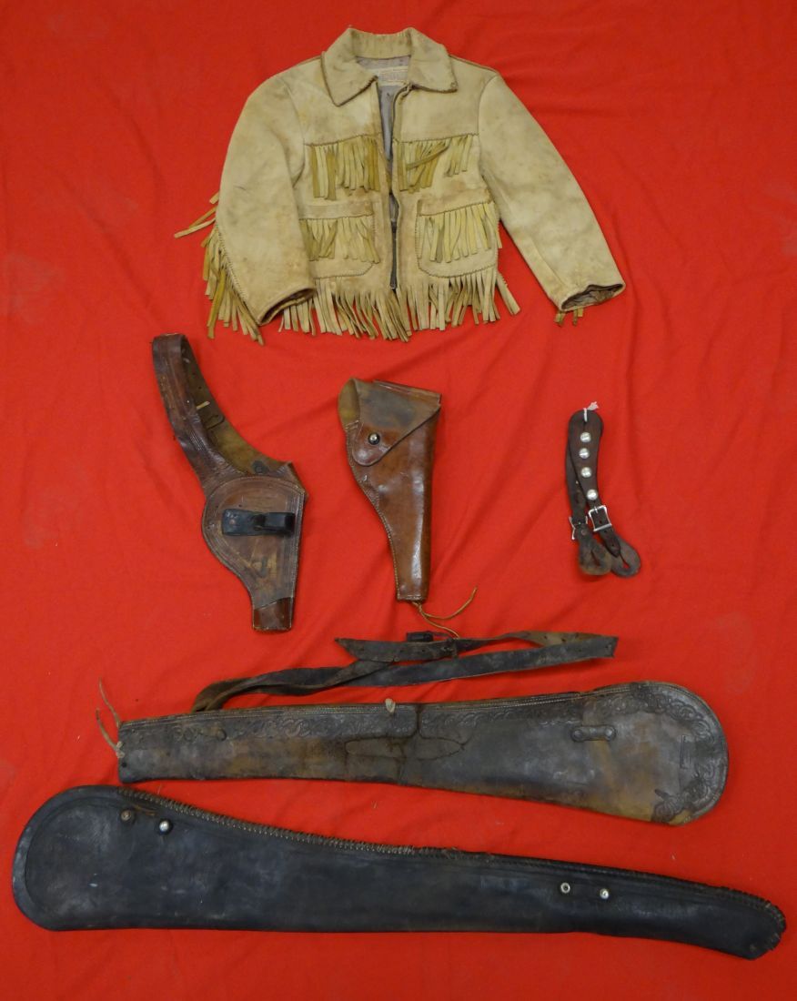 Al Furstnow collection, 6 pcs., holster, studded spur straps, shoulder ...