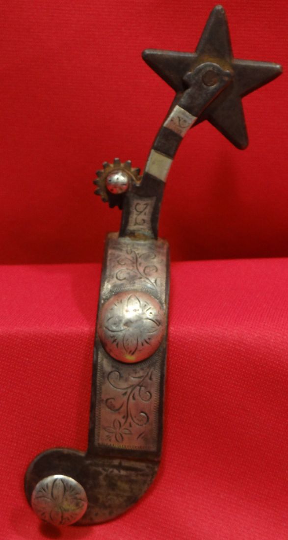 Single spur, engraved by Eddie Hulbert, double roweled, marked E. H ...