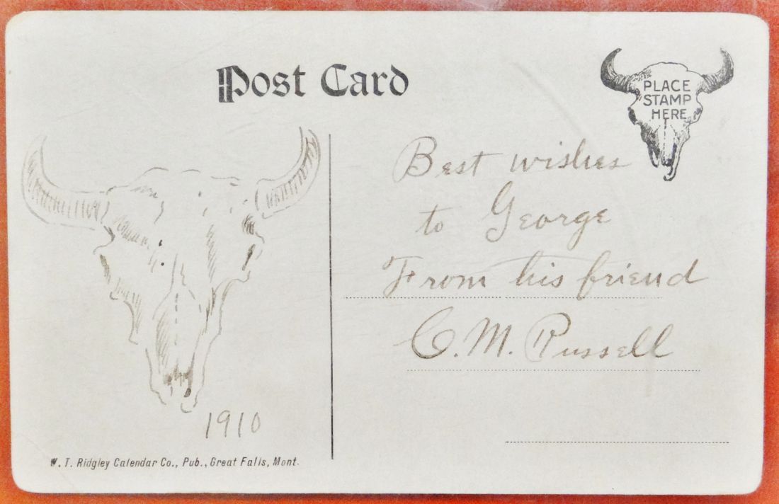 C.M. Russell signed photo postcard, signed "Best Wishes to George from ...