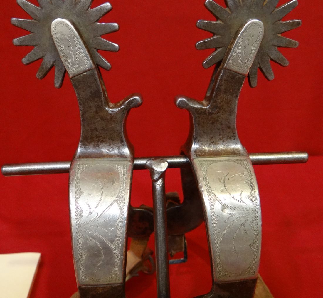 DON RICARDO spurs, silver mtd., drop shank, chap guards