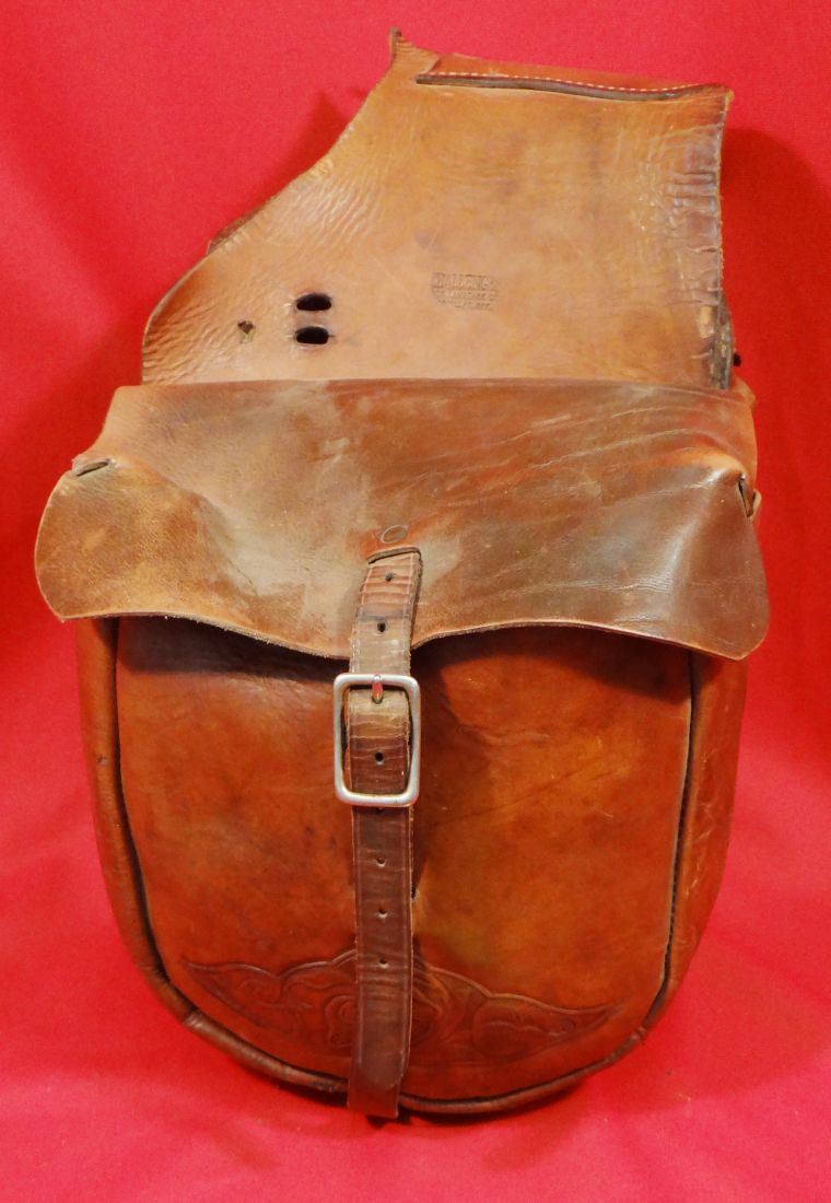 George Lawrence saddle bags, floral pattern on bottom of bags, marked ...