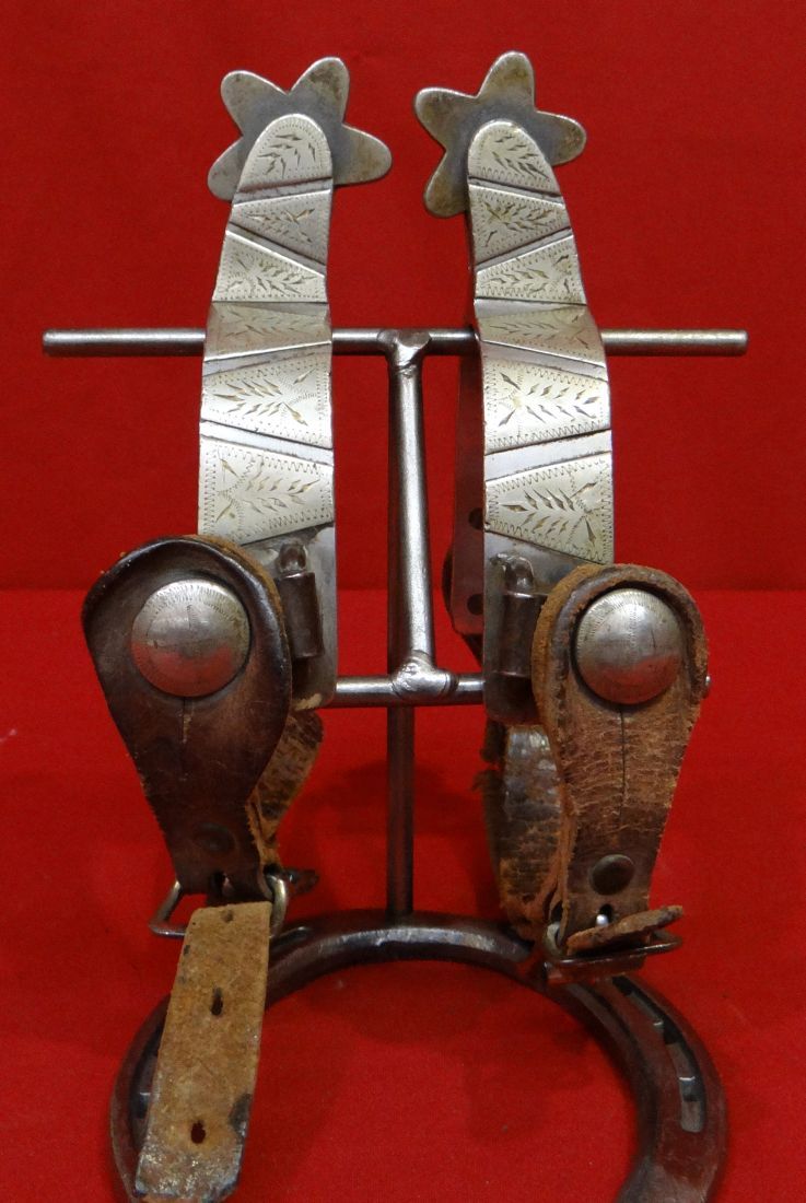 CROCKETT bronc spurs, stainless, silver mtd.