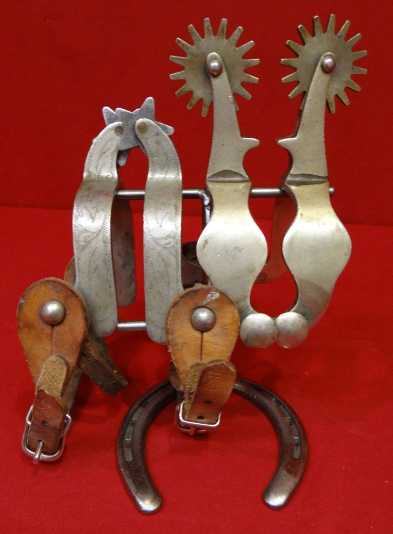2 pr. spurs- RICARDO star steel, long shank, chap guards; DON RICARDO ...
