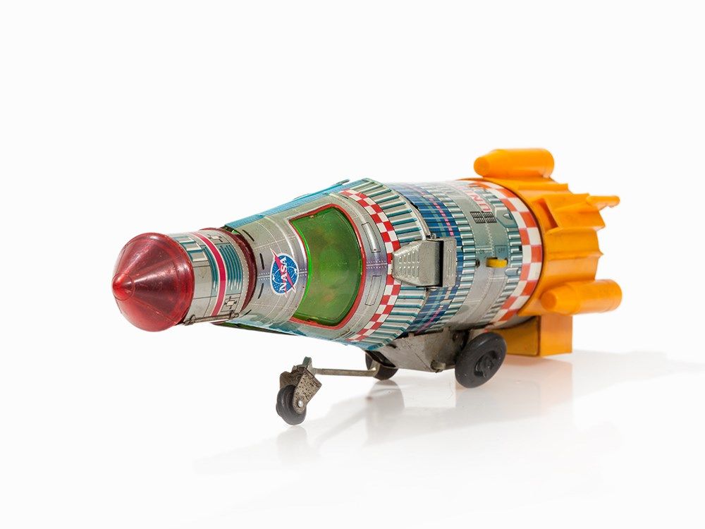 Four Rocket Space Tin Toys, Hungary and Japan, 1960s