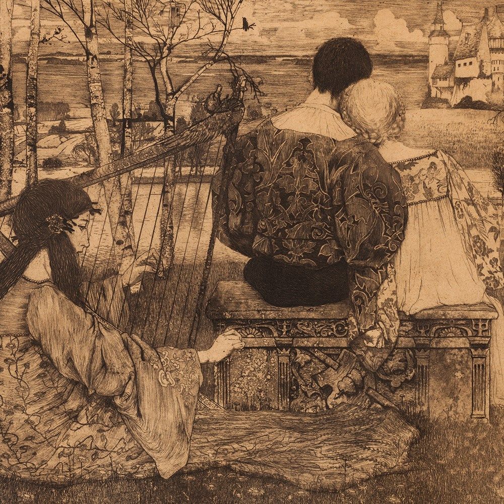 Heinrich Vogeler (1872-1942), Etching/Aquatint, ‘Love‘, 1896