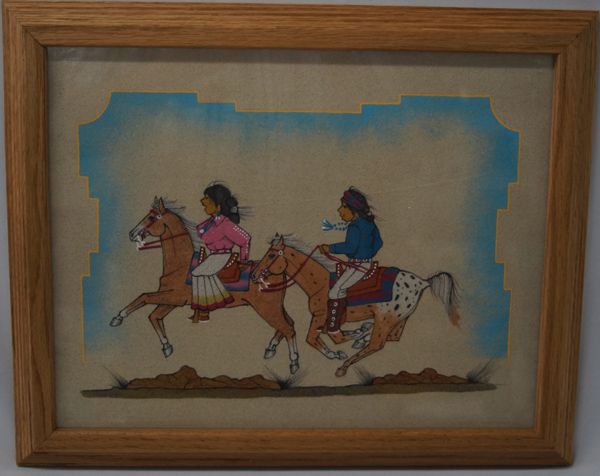 Navajo Boy and Girl Sand Painting - Vernon Thomas