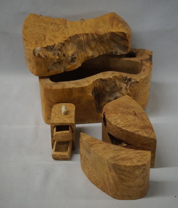 Cypress Burl Puzzle Box With Nested Boxes Inside