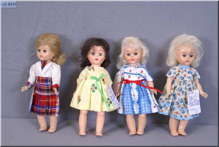 Four vintage 8" hard plastic "Pam" dolls made by Fortune Toys including ...