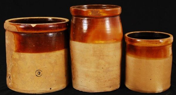 2 McDade Texas Stoneware Churns & 1 Crock