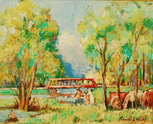 Arnold L. Hicks Painting Texas Artist
