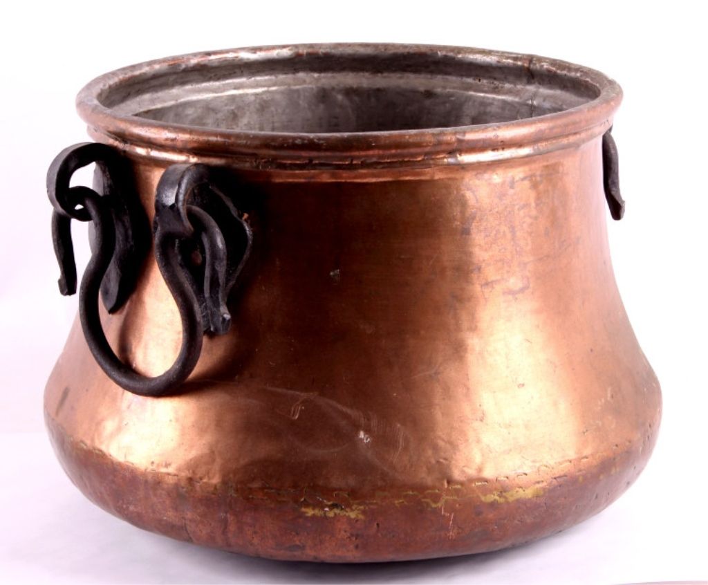 Antique Fur Trade Era Hand Forged Copper Pot This