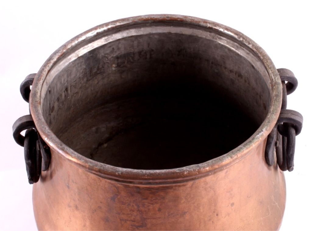 Antique Fur Trade Era Hand Forged Copper Pot This