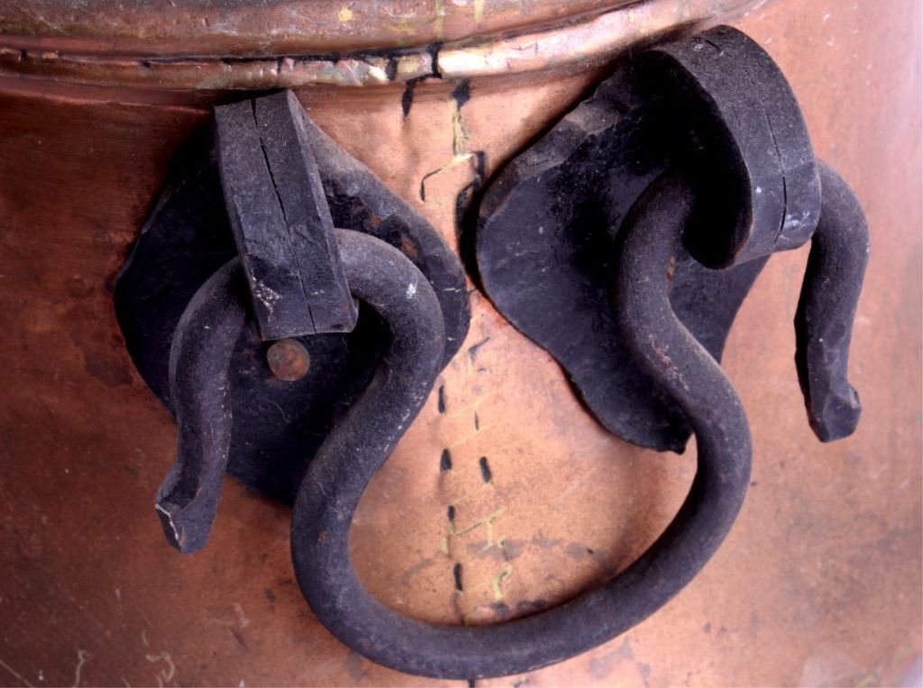 Antique Fur Trade Era Hand Forged Copper Pot This