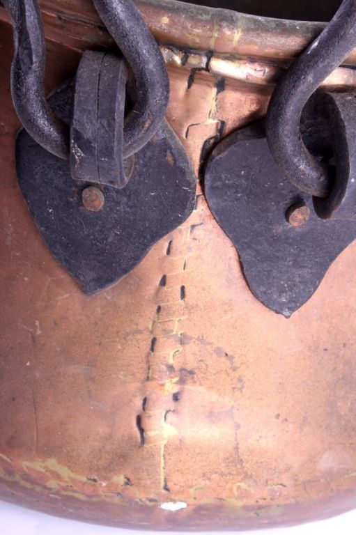 Antique Fur Trade Era Hand Forged Copper Pot This
