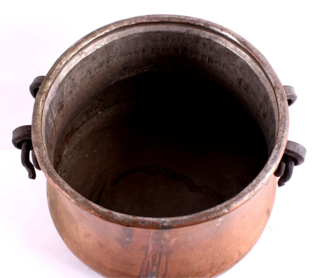 Antique Fur Trade Era Hand Forged Copper Pot This