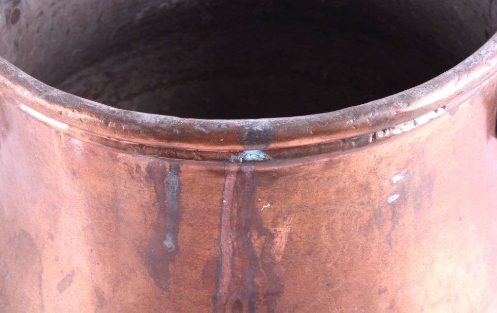 Antique Fur Trade Era Hand Forged Copper Pot This