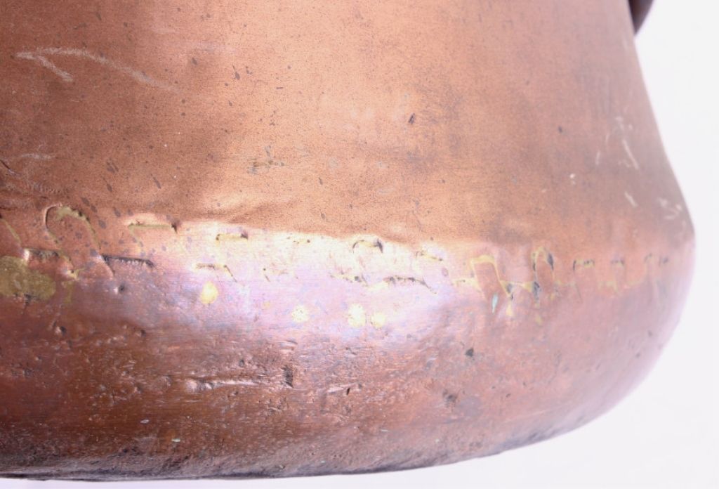 Antique Fur Trade Era Hand Forged Copper Pot This