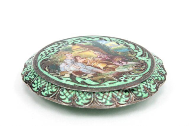 Sterling silver & enamel compact