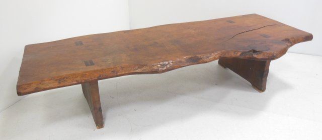 Modern Nakashima style slab coffee table