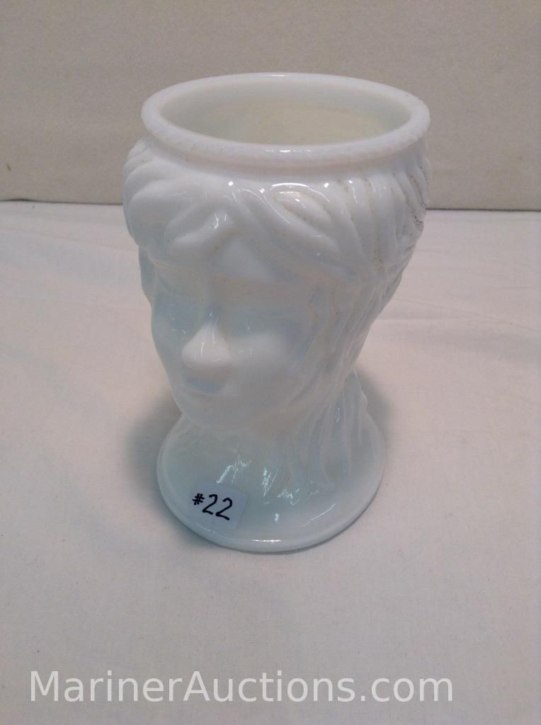 Vintage Milk Glass Face Cup