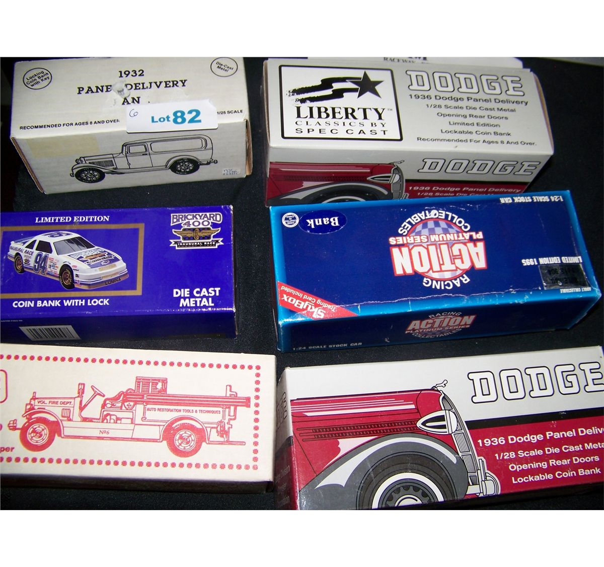 LOT 0F 6 LIMITED EDITION MODEL STOCK CAR MODEL BANKS, IN BOX (4 ...