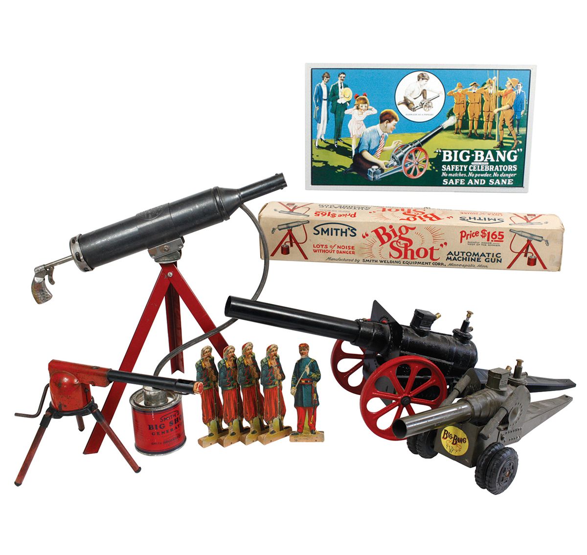 Toys (5), Smith's Big Shot machine gun, metal w/orig box, instructions ...