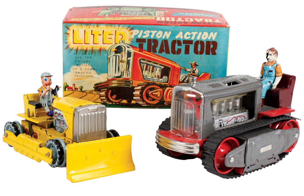 Toys (2), Linemar bulldozer & Lited Piston Action Tractor by Nomura TN ...