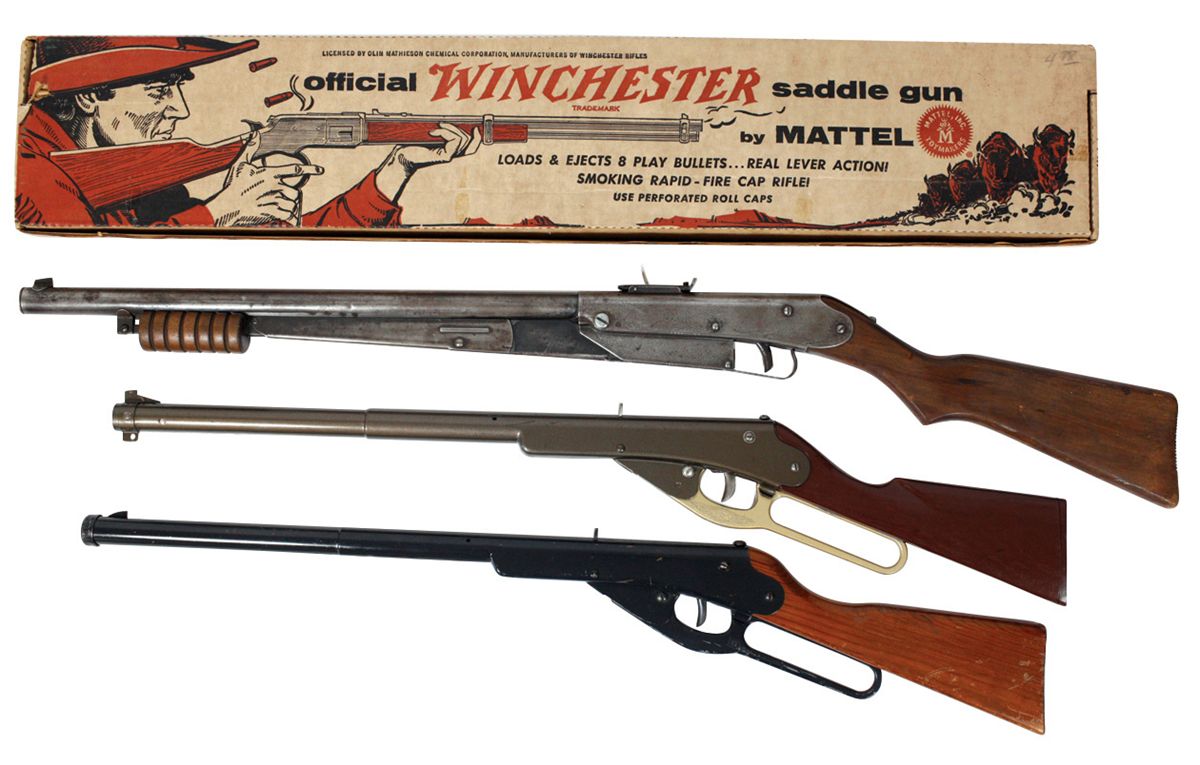 Toy guns & box (4), Daisy No. 25 BB gun or air rifle, VG cond, Daisy No ...