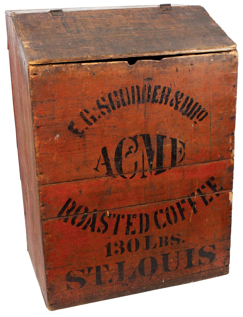 Country store coffee bin, E.G. Scuddor & Bro. Acme Roasted Coffee-St ...