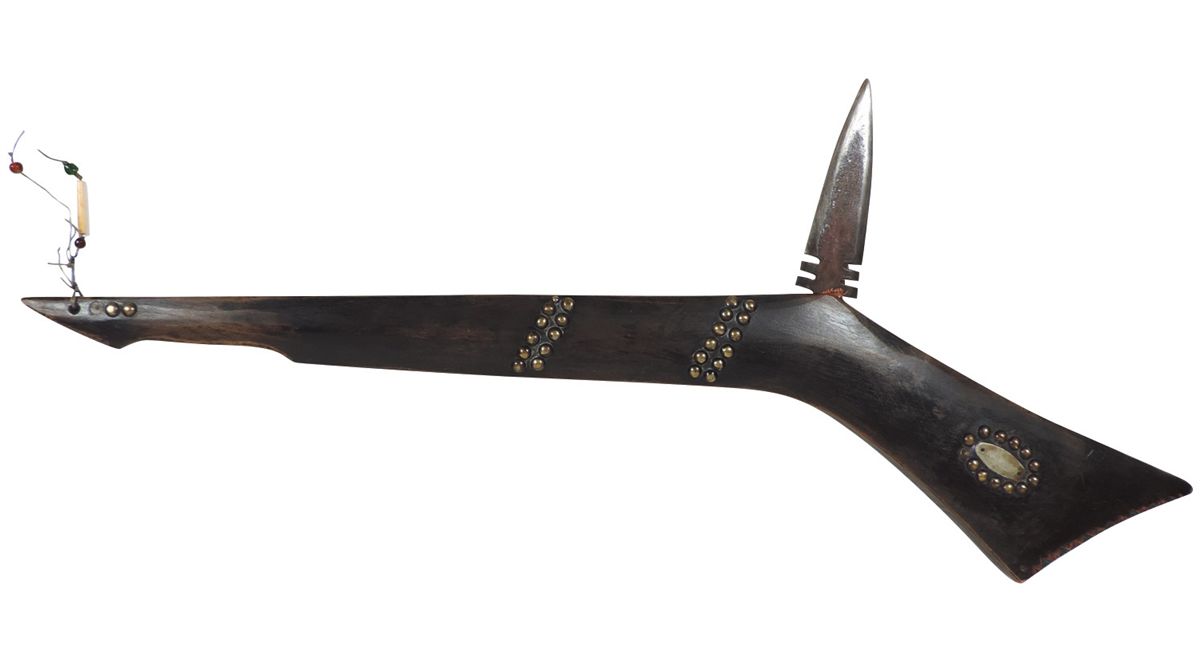 Native American, original gun stock wooden war club, c.1870's to 1920's ...