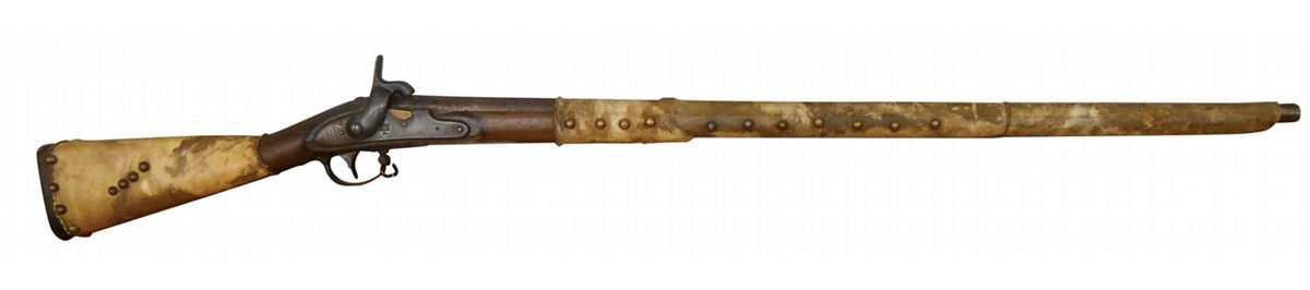 Native American musket, 1836 Harpers Ferry musket, wrapped in rawhide ...
