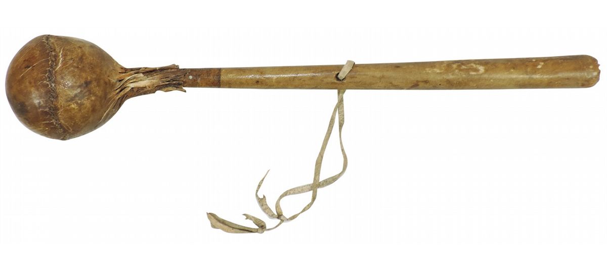 Native American drum beater, wood & natural materials, used to keep ...