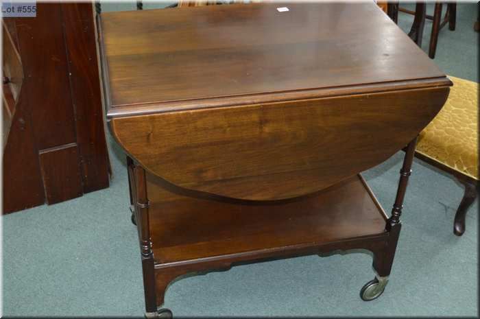 Vintage walnut drop leaf tea trolley