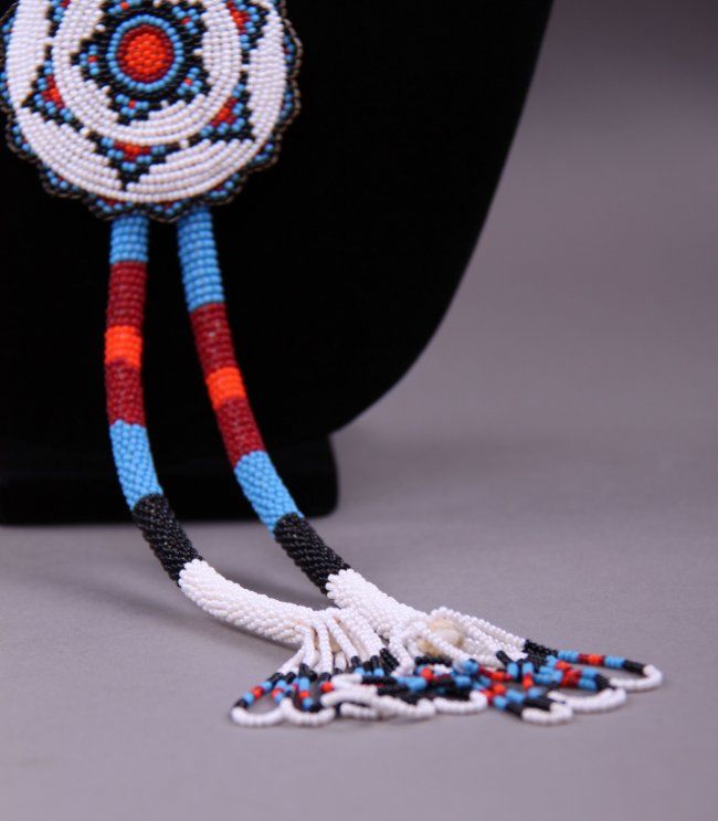 20th Century Hand Beaded Bola tie. Native American