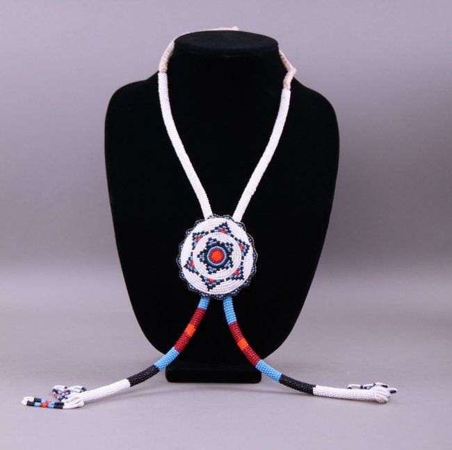 20th Century Hand Beaded Bola tie. Native American
