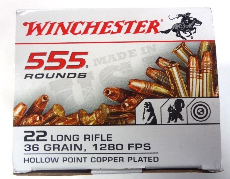 1 Box Winchester 22 Long Rifle 36 Grain, Hollow Point, Copper Plated ...