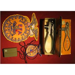 255. A large and small "FFA" Patches; Swiss Military Compass on a ...