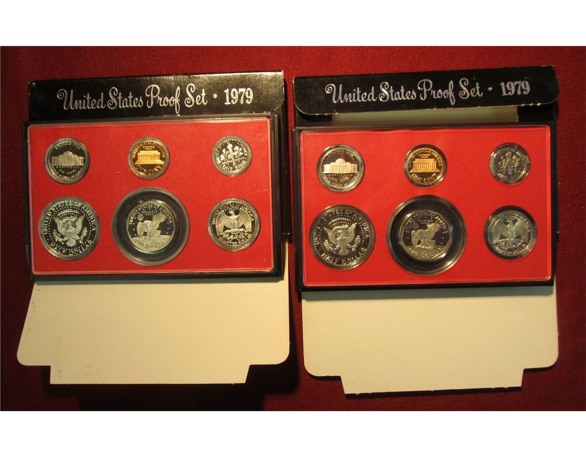 857. Pair of 1979-S US Proof Sets, type 1 (RARE) & type 2 (common), properly attributed for comparis