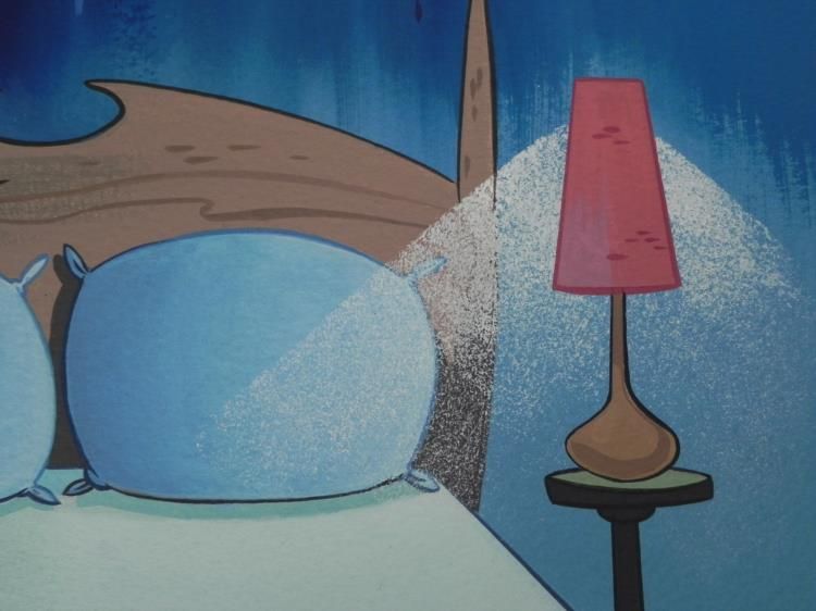 Ren & Stimpy Original Production Background Bed Night