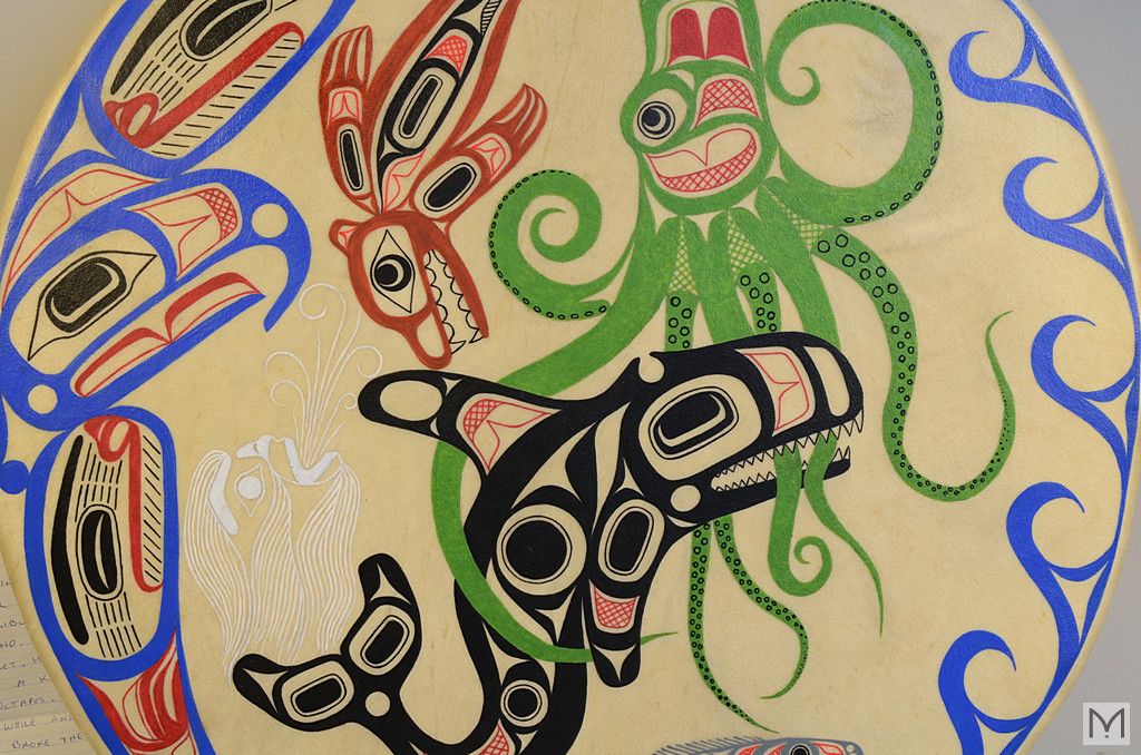 20.5" Painted Elk Hide Drum by Haisla Artist Barry Wilson - Kemano ...