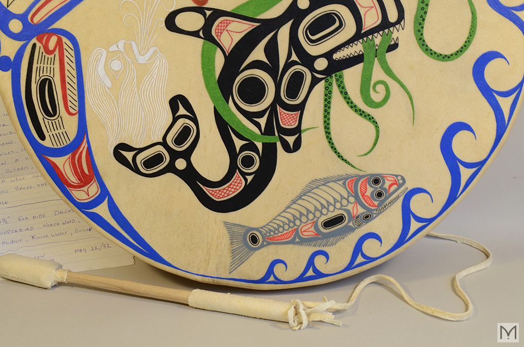20.5" Painted Elk Hide Drum by Haisla Artist Barry Wilson - Kemano ...