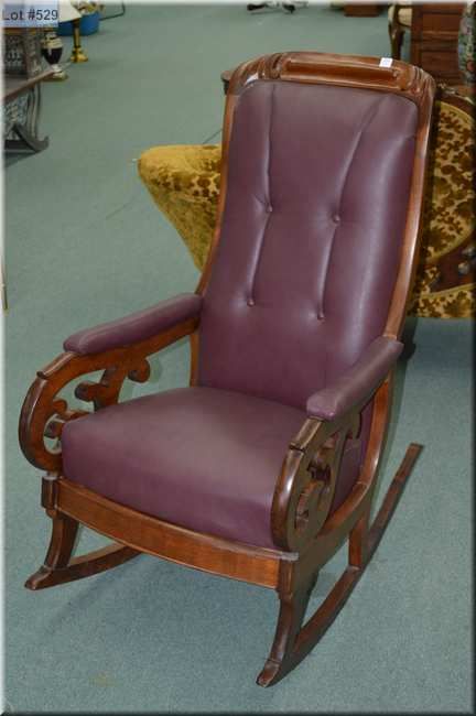 Antique Regency style open armed rocking chair with upholstered seat ...