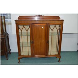 Vintage mahogany ball and claw display cabinet